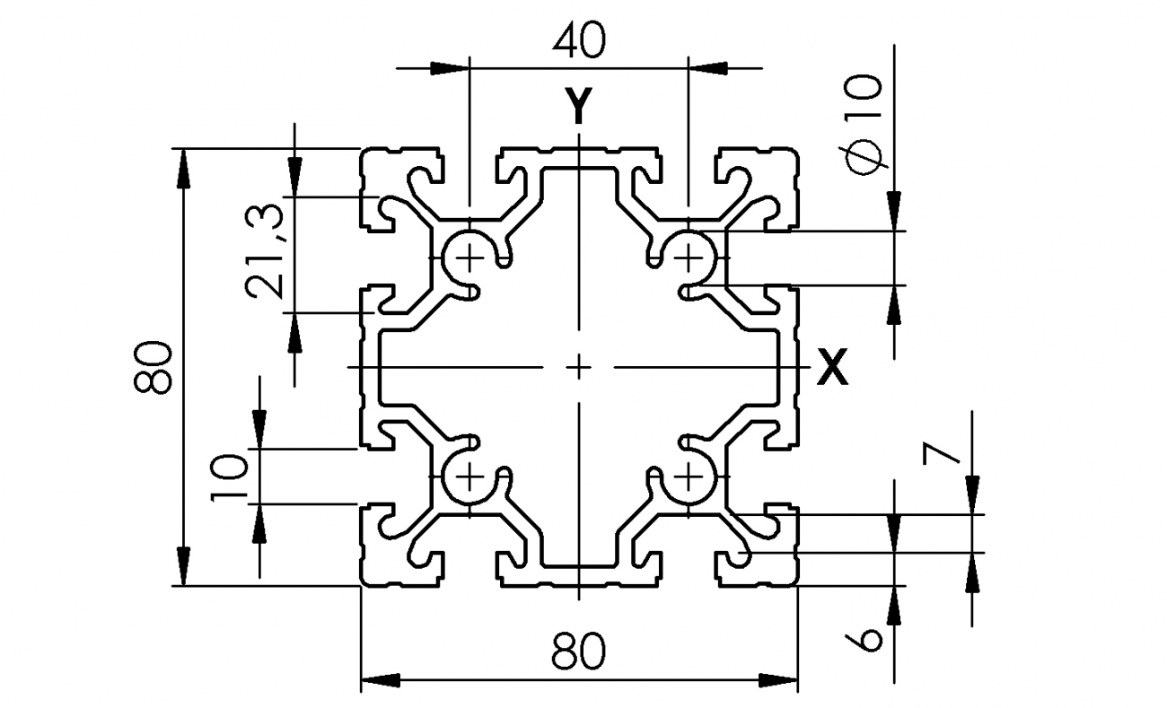 Profil 80 x 80 | BAUER Profiltechnik GmbH
